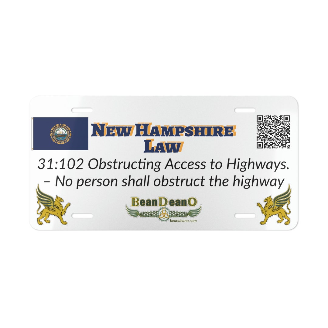 New Hampshire License Plate, Vanity Plate, Beandeano, Laws, Sticker ...