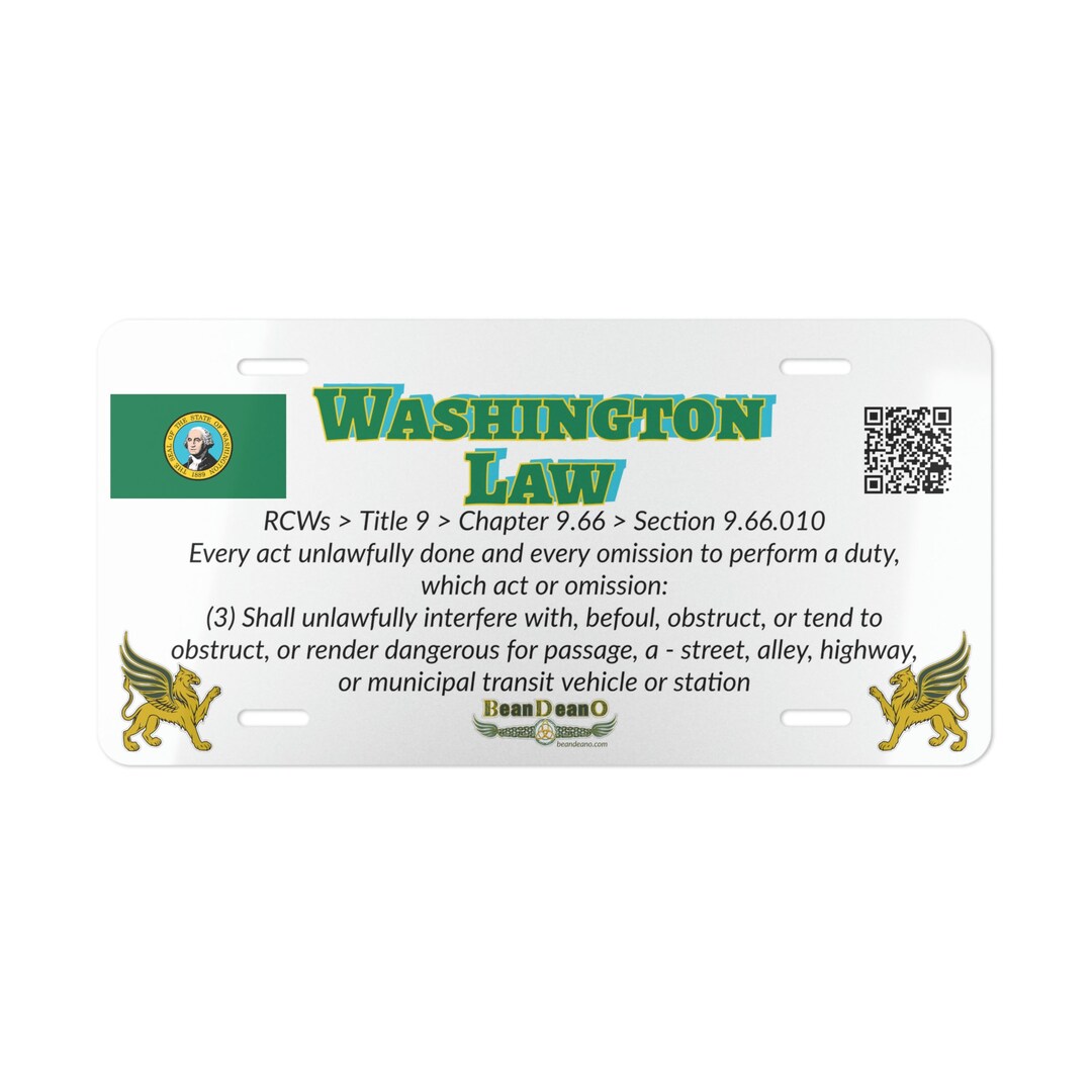 Washington License Plate, Vanity Plate, Beandeano, Laws, Sticker ...