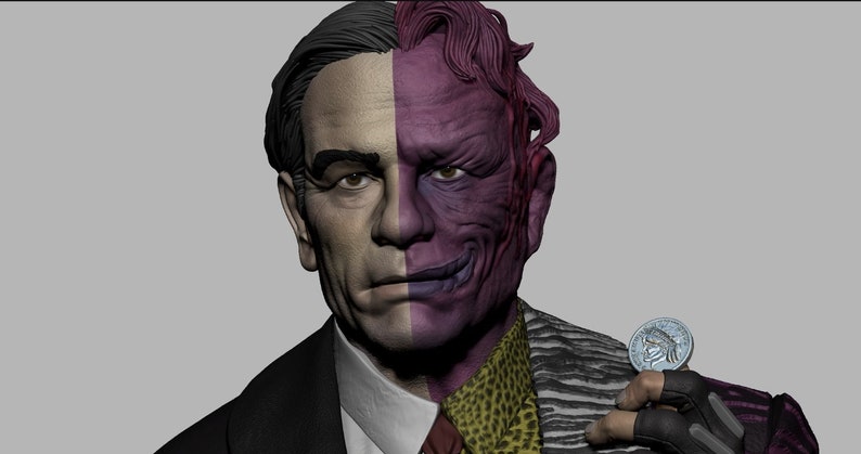 Batman Forever 'two Face' Statue 1/6 Scale 12 paint Your Own Kit - Etsy