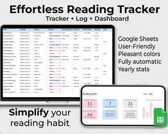 Book Tracker Spreadsheet Reading Log Google Sheets - Etsy