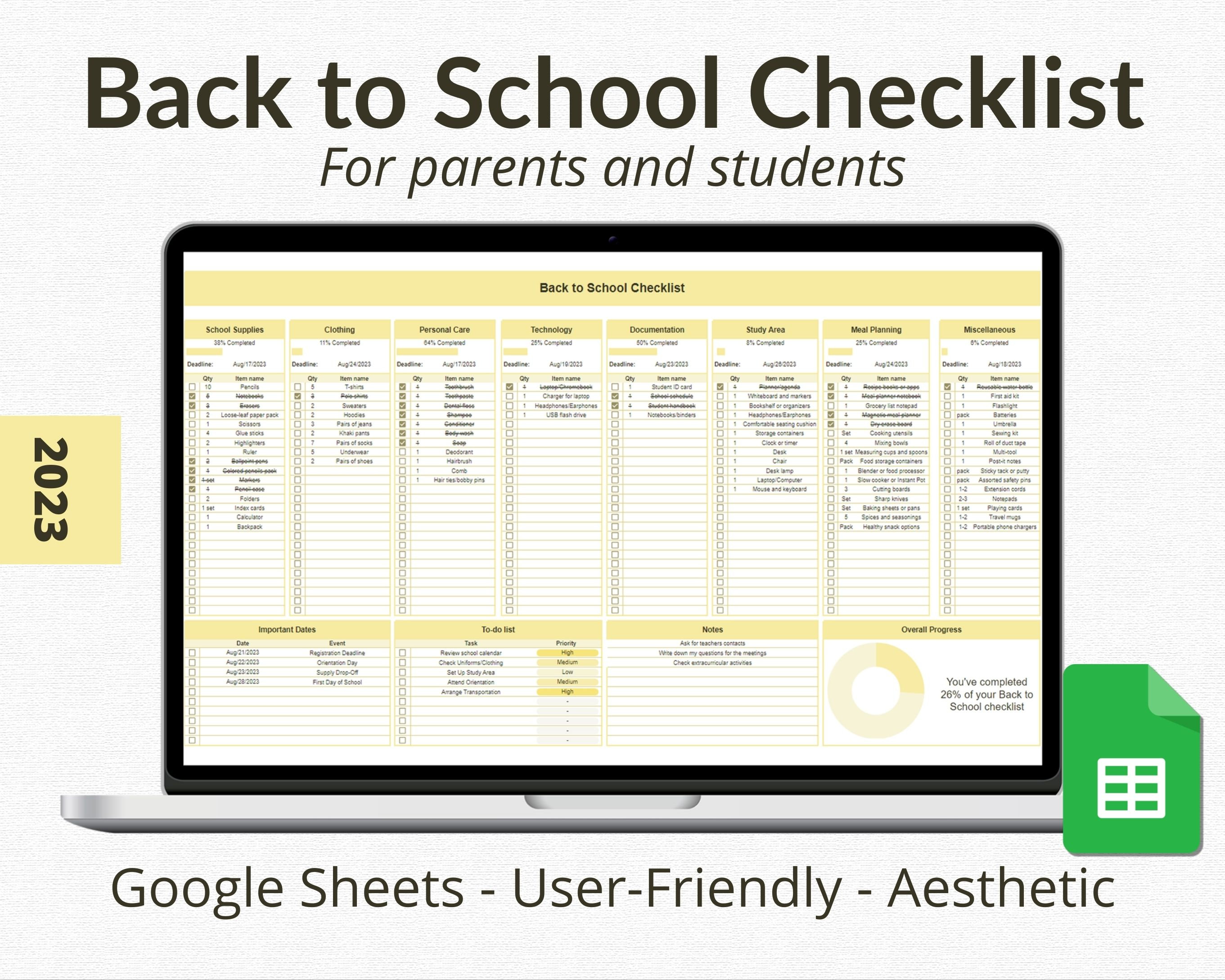 Back to School 2023 Checklist Template School Supplies - Etsy