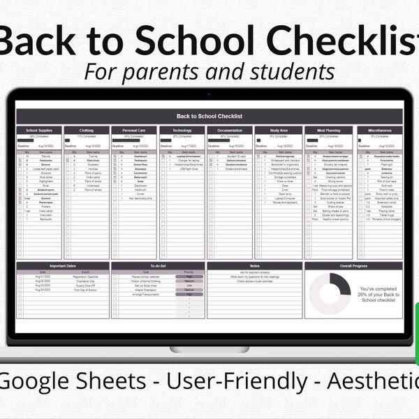 High School Checklist Template - Etsy