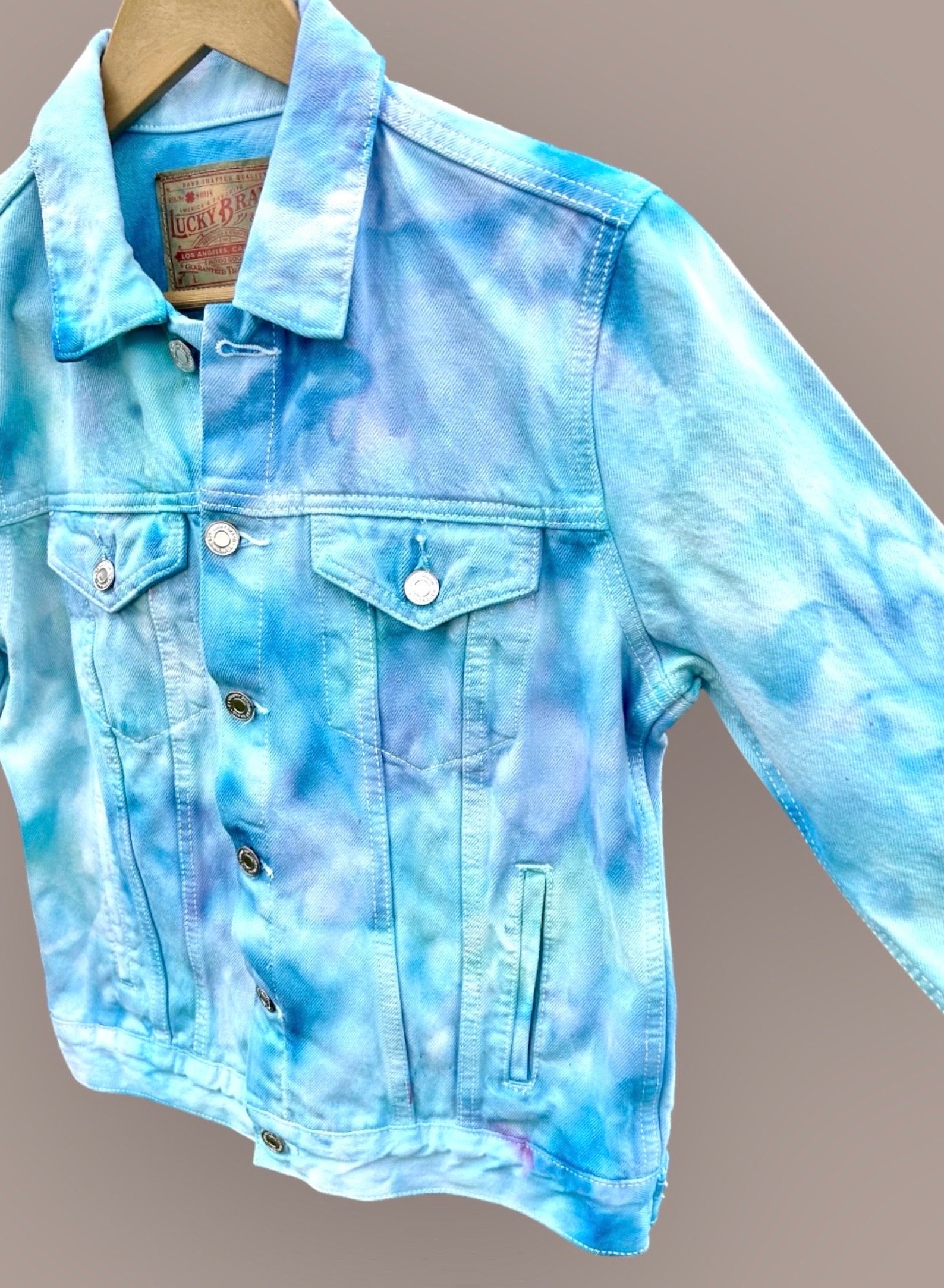 Hand Dyed Ice Dye Denim Jacket, Lavender and Blues, Tie Dye Womens ...