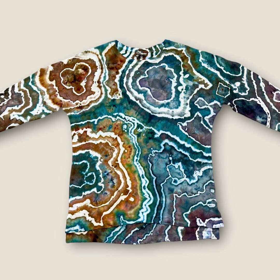 Geode Tie Dye, Teal, Golden Brown, Ice Dye T-shirt, Long Sleeve, Drop ...