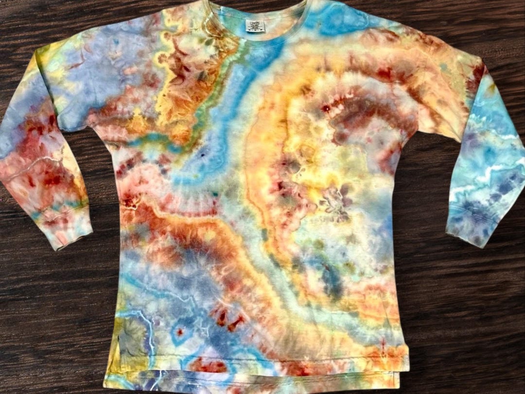 Geode Tie Dye T-shirt, Long Sleeves, Hand Dyed Ice Dyed, Geode Pattern ...