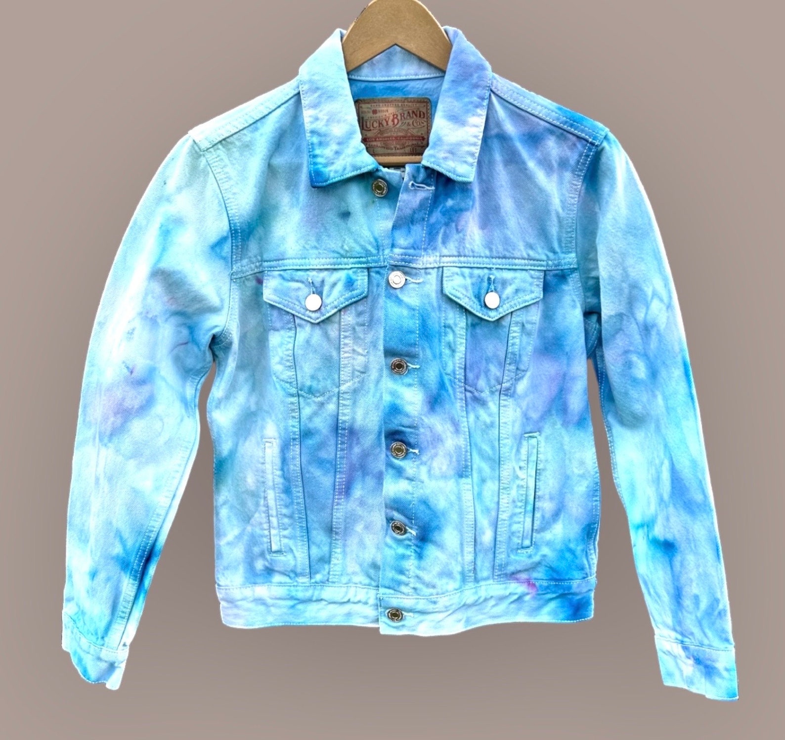 Hand Dyed Ice Dye Denim Jacket, Lavender and Blues, Tie Dye Womens ...
