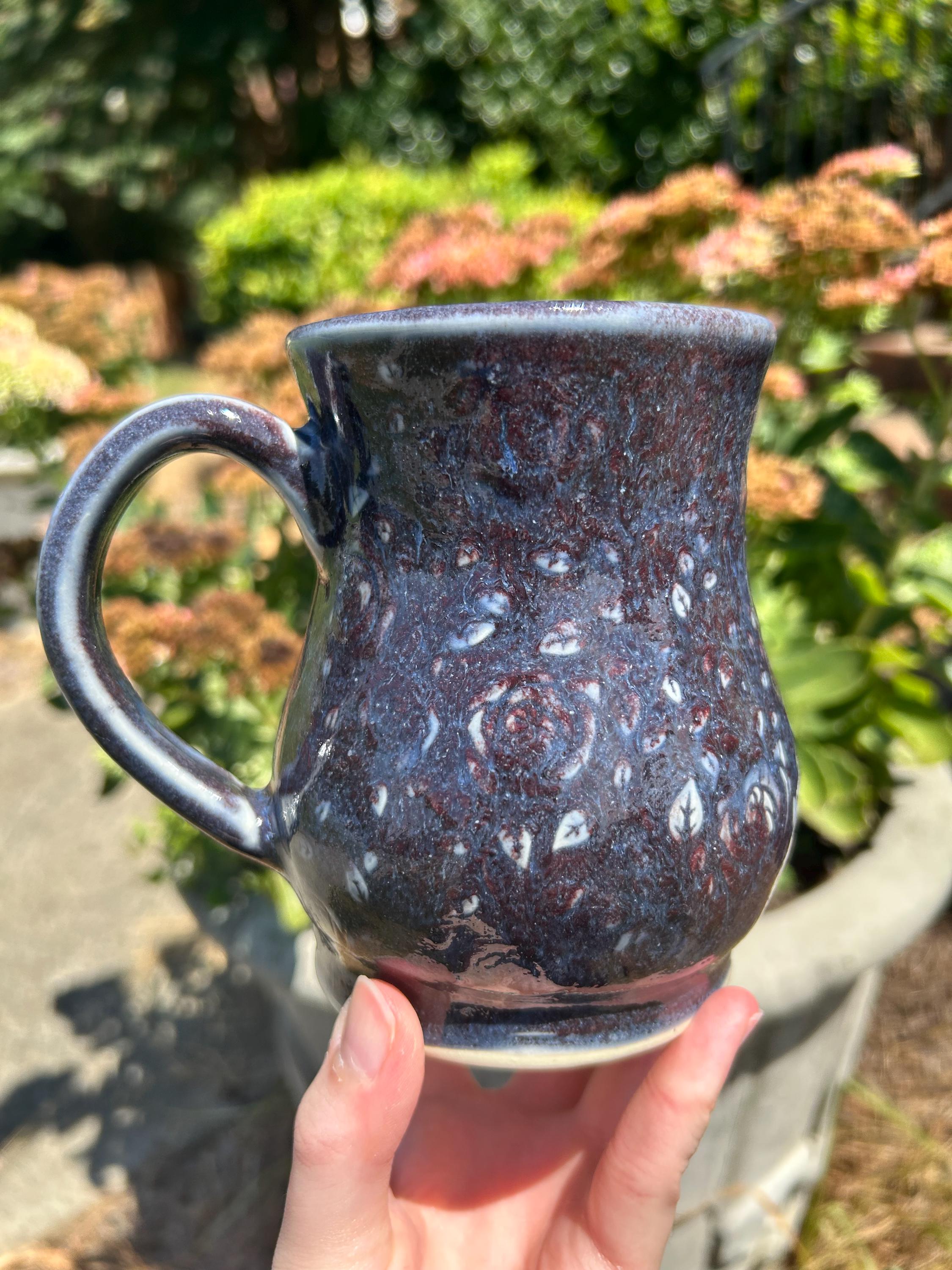 Beautiful Handmade Dark Rose Texture Pottery Mug, Dark Romance Mug - Etsy