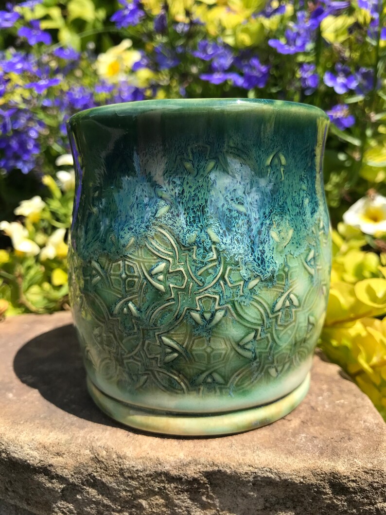 Single Scottish Celtic Pottery Whisky Cup, Handmade Celtic Wine Tumbler ...