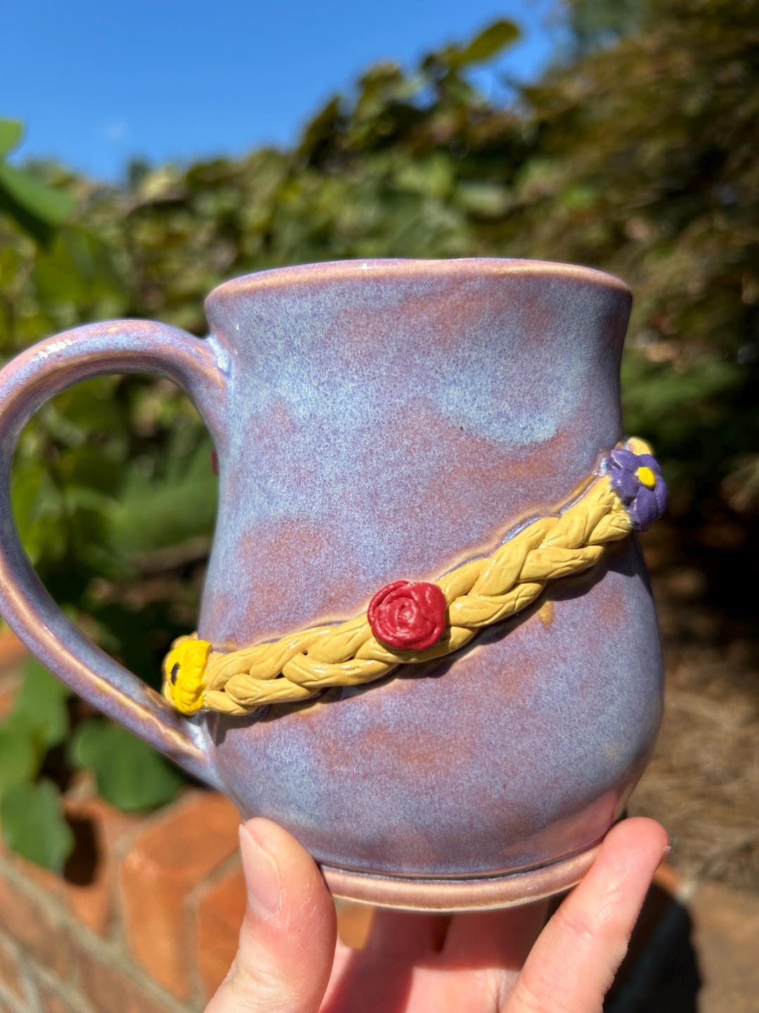 Handmade Princess Rapunzel Braided Hair Purple Pottery Mug - Etsy