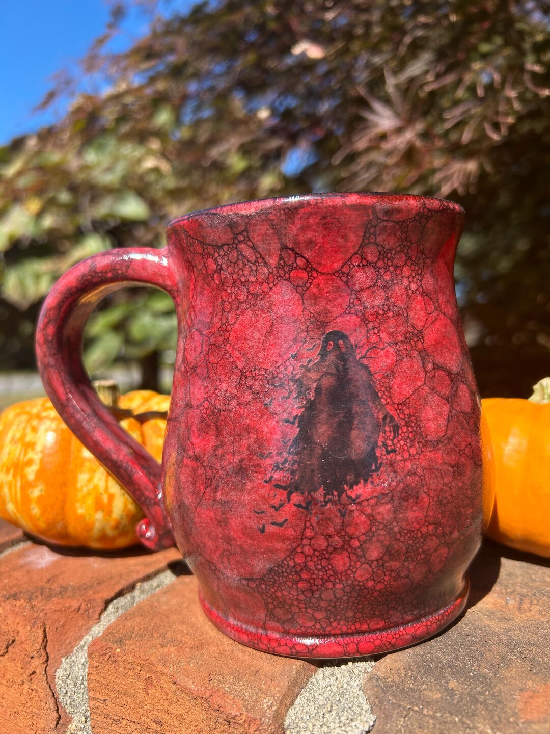 Handmade Halloween Bubble Glaze Ghost Decal Pottery Mug - Etsy