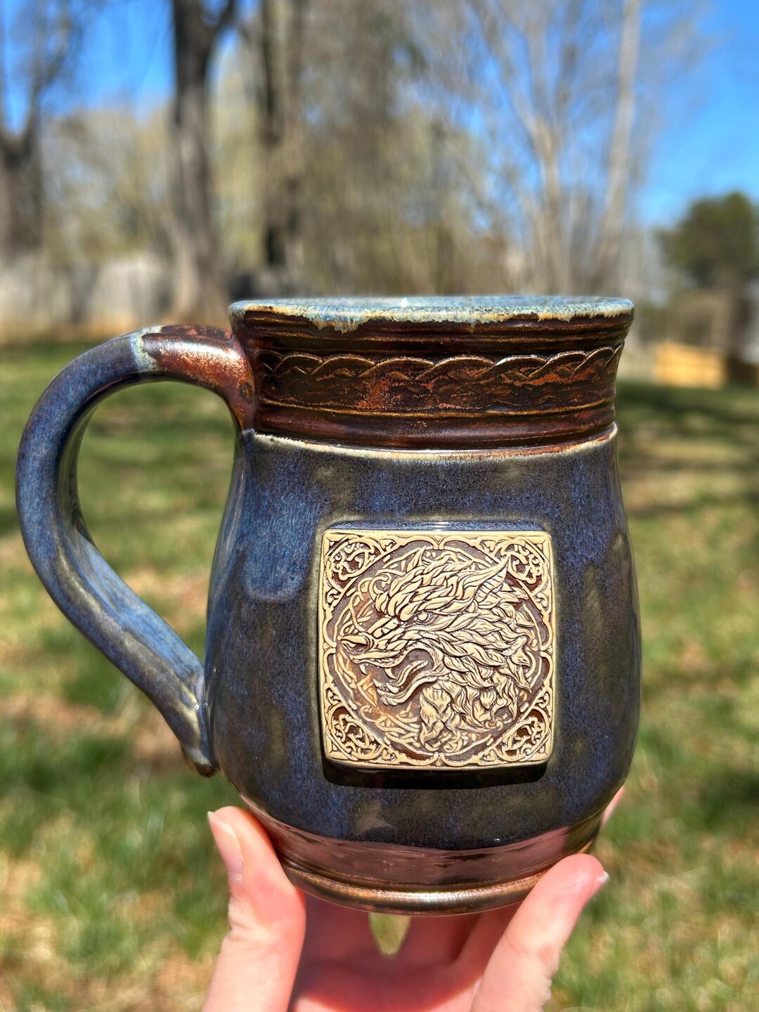 Handmade Norse Wolf Pottery Mug - Etsy