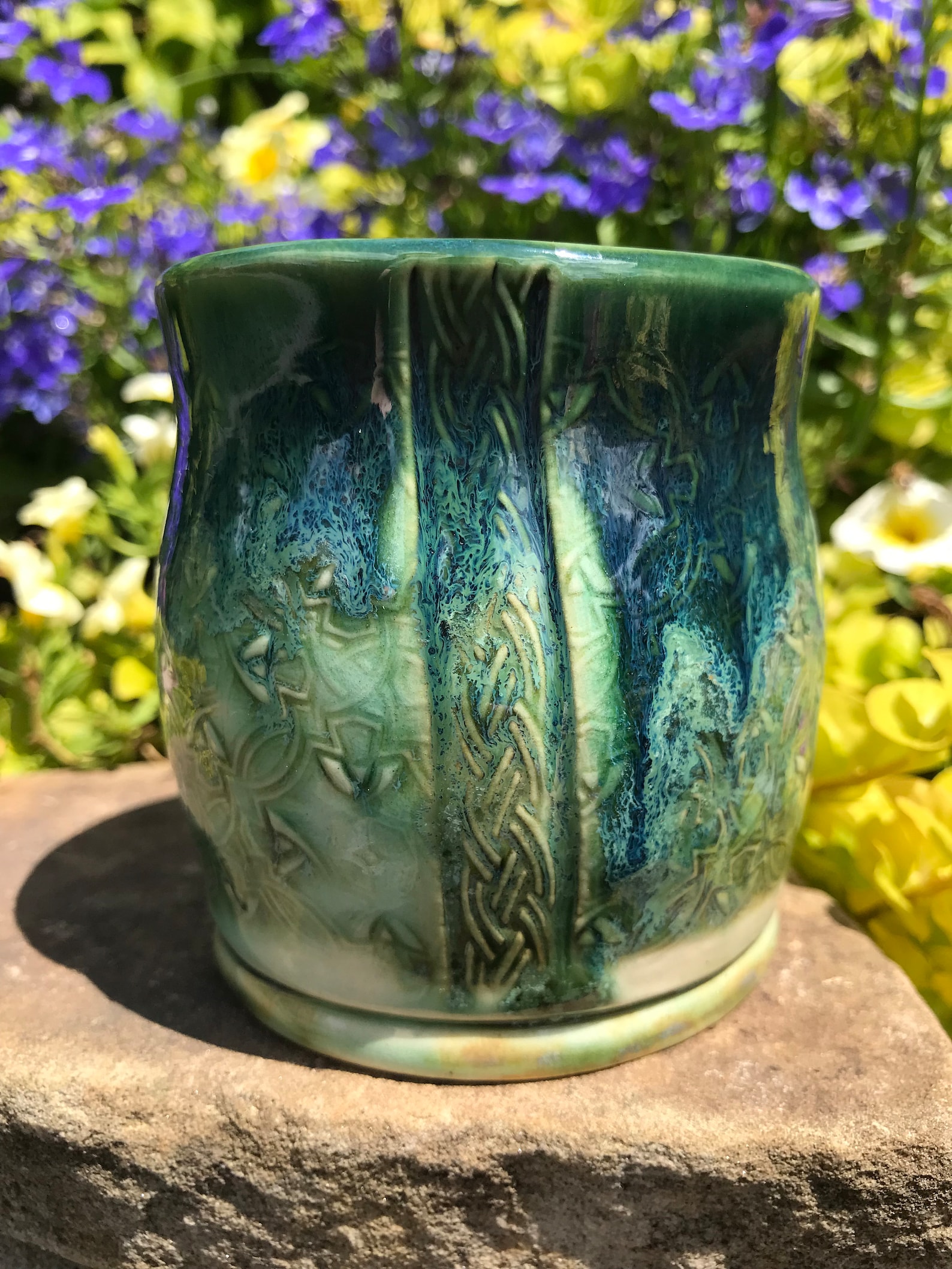 Single Scottish Celtic Pottery Whisky Cup, Handmade Celtic Wine Tumbler ...