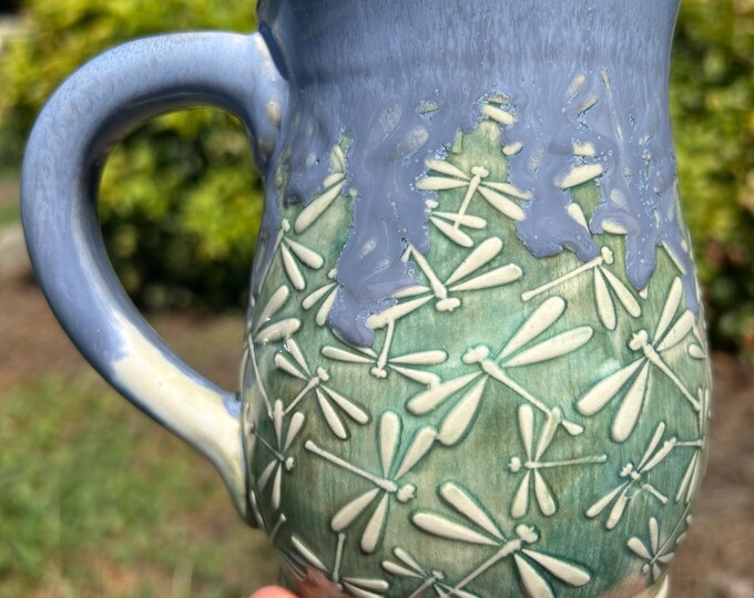 Beautiful Handmade Dragonfly Texture Pottery Mug - Etsy