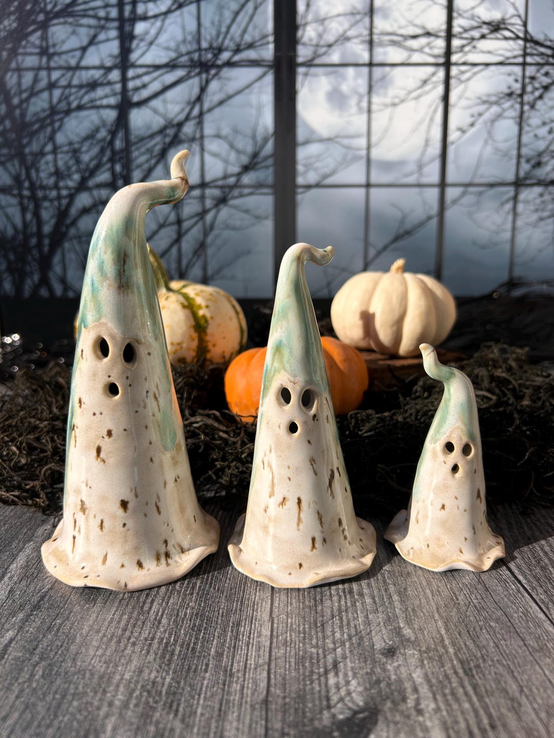 Cute Handmade Ceramic Ghosts, Set of Three Spooky Ghost Decorations - Etsy