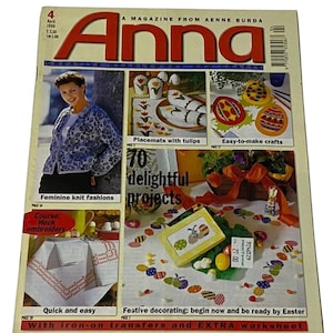 Vintage Anna Burda Knitting & Needlecrafts Magazine April 1999 PDF Digital Download File - 70 ...