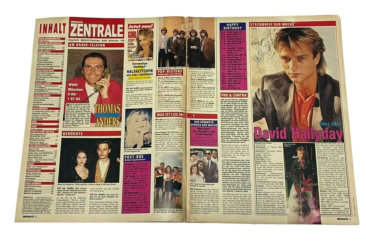 Vintage Old Bravo German Music Magazine,june 1991,chesney Hawkes, David ...