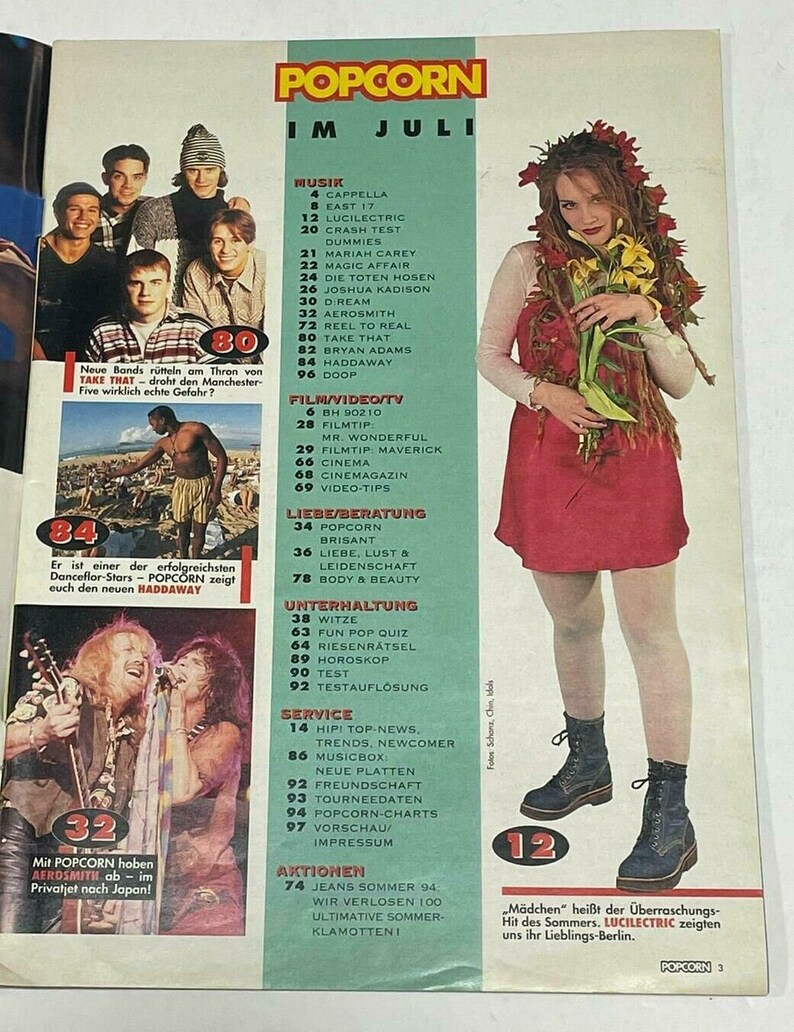 Vintage Rare POPCORN Germany Music Magazinejuly 1994east - Etsy