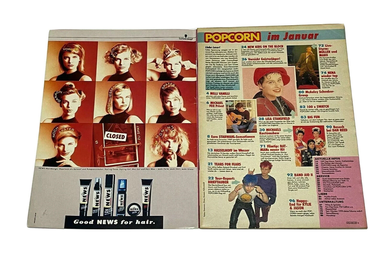 Vintage Old POPCORN Germany Music Magazine, January 1990,jason Donovan ...