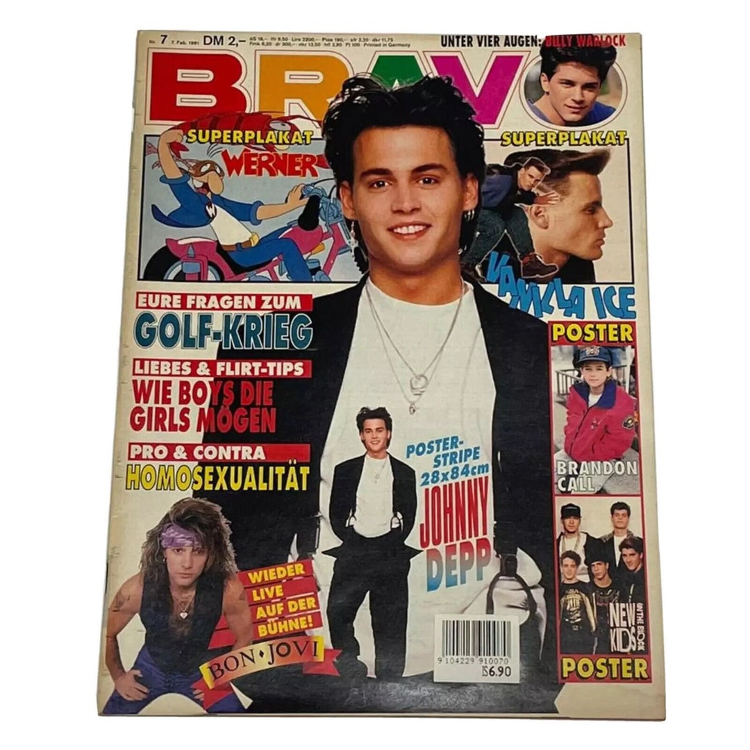 Vintage Rare Bravo German Music Magazine, February 1991,johnny Depp ...