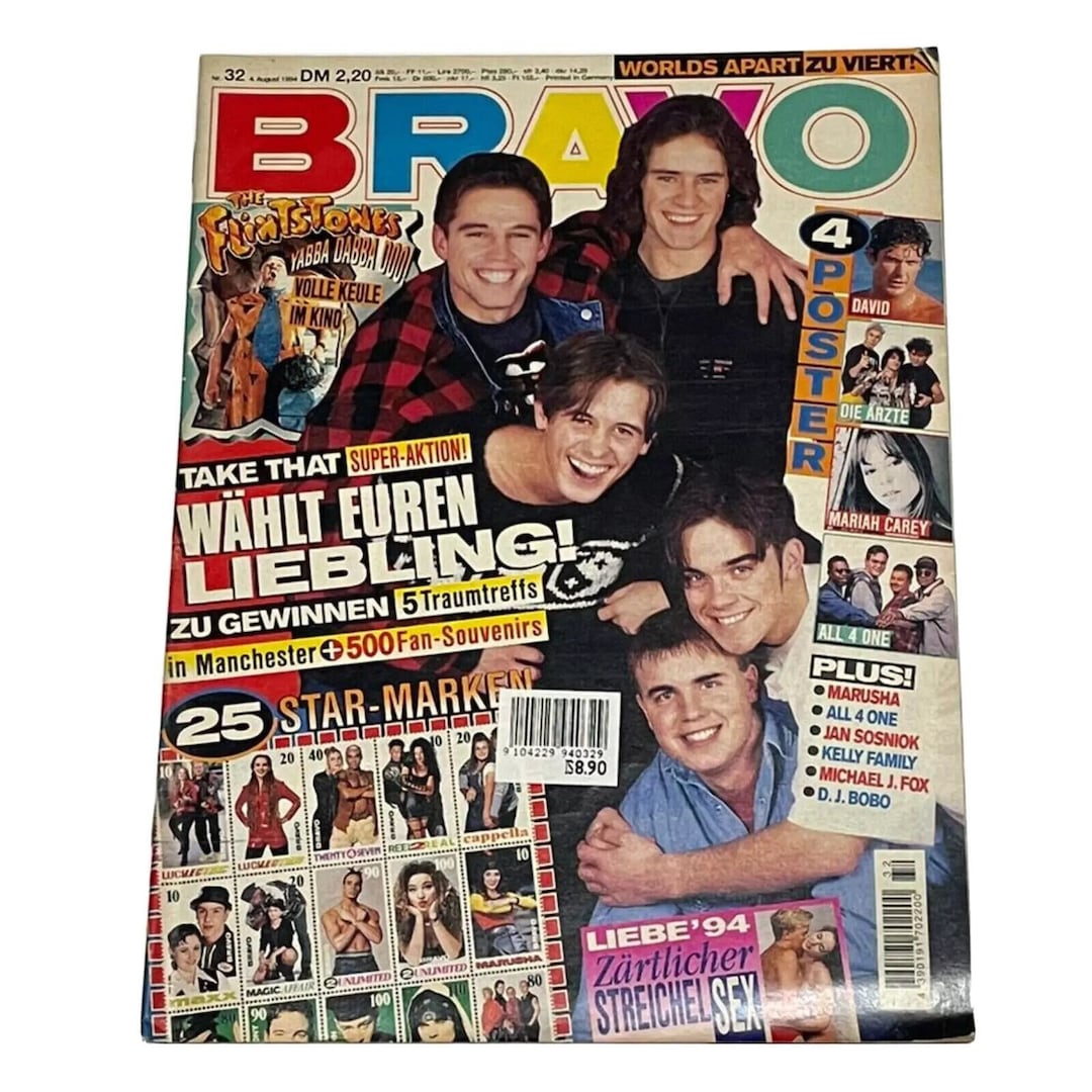 Vintage RARE Bravo German Music Magazine AUGUST 1994,take That,mariah ...