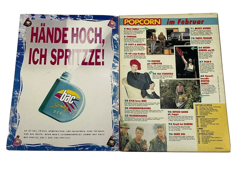 Vintage Old POPCORN Germany Music Magazine, February 1990,madonna,bon ...