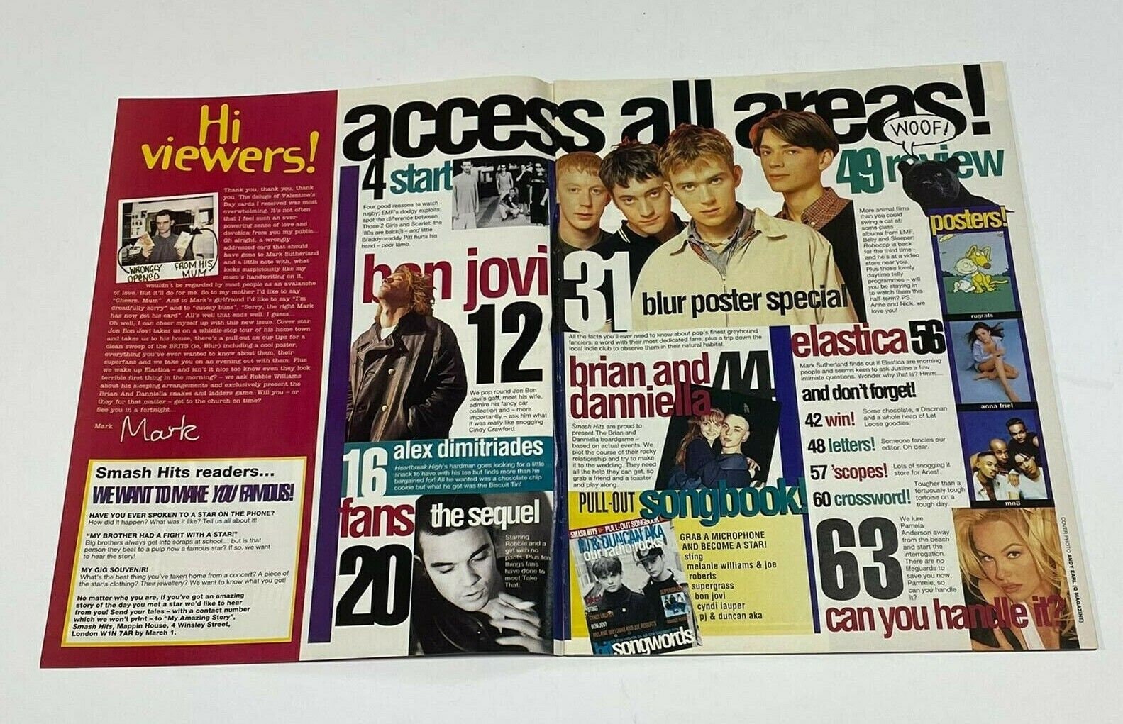 Vintage Rare Smash Hits UK Music Magazine, February 1995,bon Jovi ...