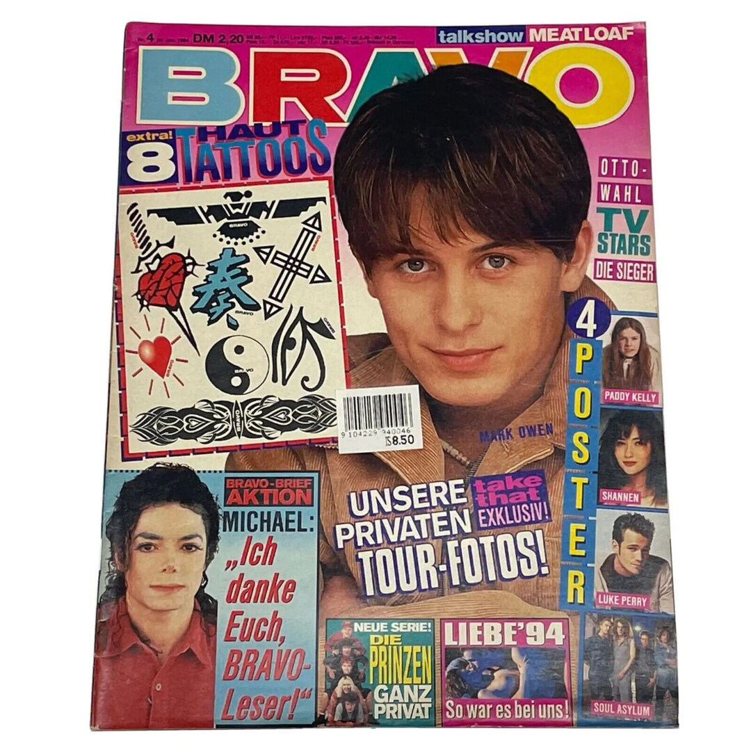 Vintage Bravo German Music Magazine January 1994,shannen Doherty,luke ...