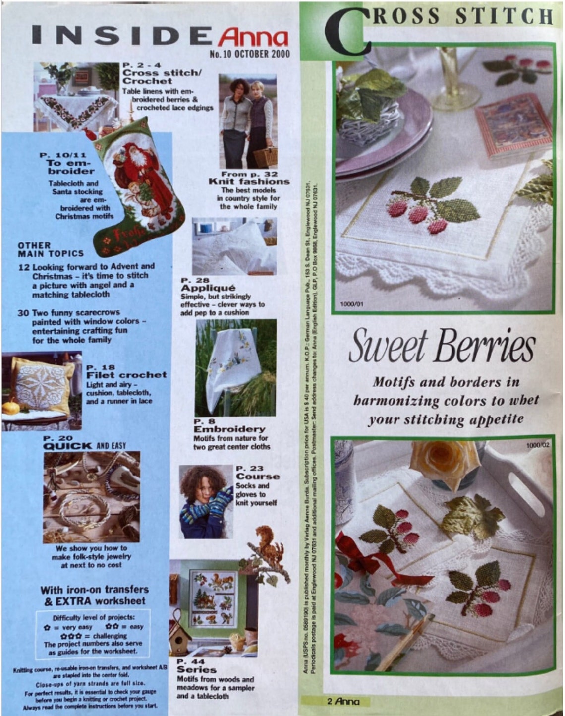 Vintage Anna Burda Knitting & Needlecrafts Magazine October 2000 PDF Digital Download File Wool ...