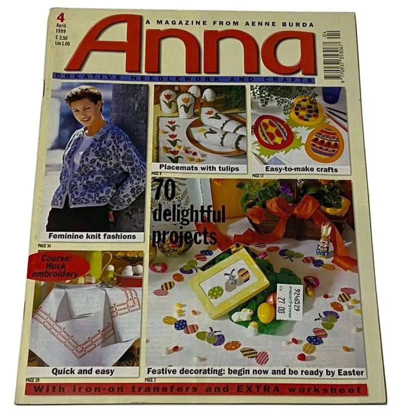 Vintage Anna Burda Knitting & Needlecrafts Magazine April 1999 PDF Digital Download File - 70 ...