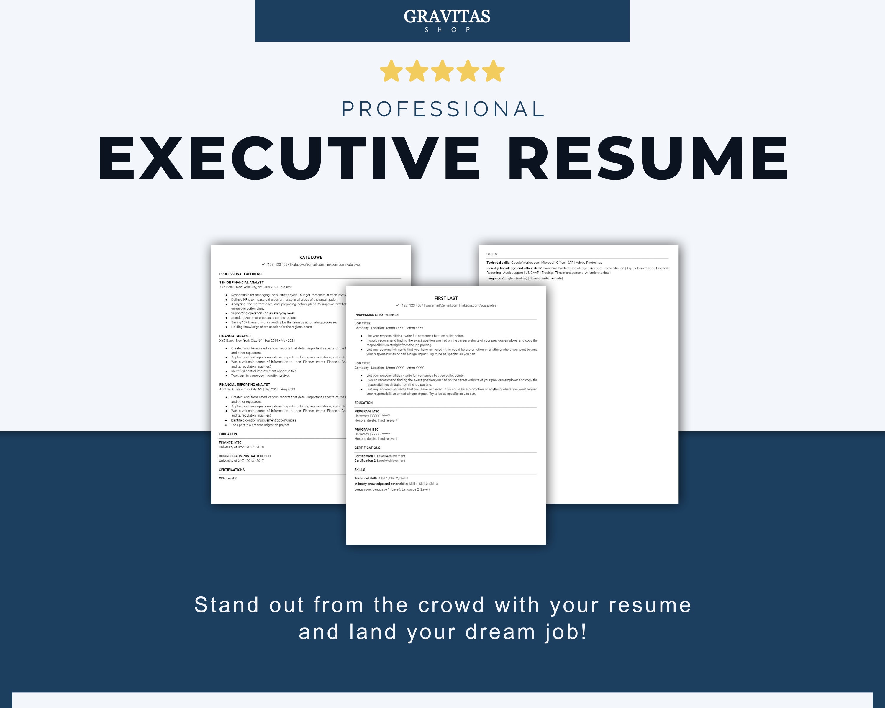 Professional Executive Resume Template Modern and Polished CV Design ...