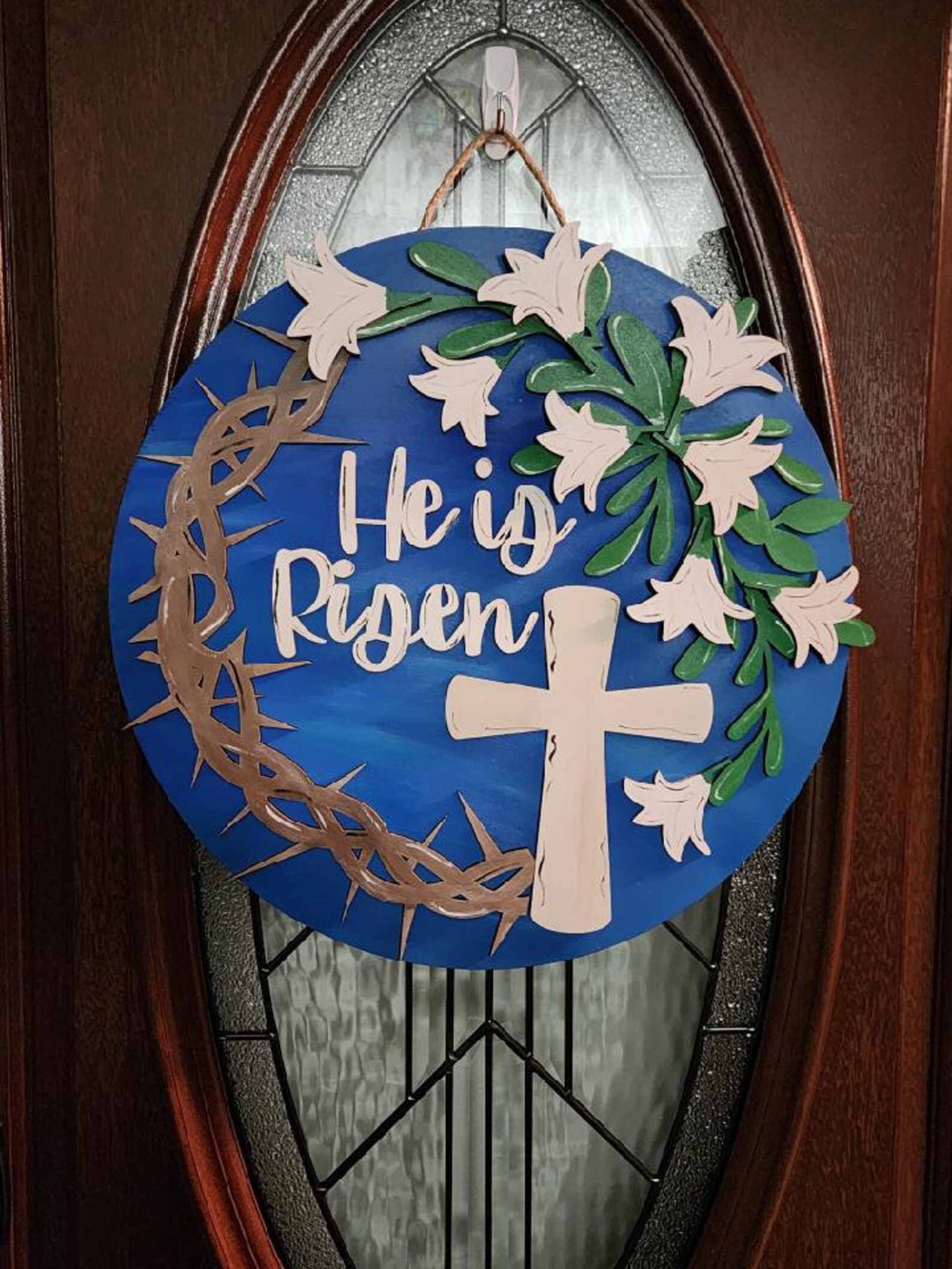 He is Risen Easter Door Hanger L Religious Easter Door Hanger L Hand ...