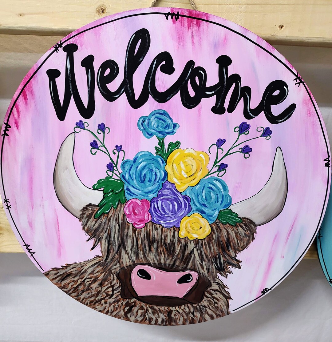 Highlander Cow Door Hanger. Fuzzy Cow Wall Hanging. - Etsy