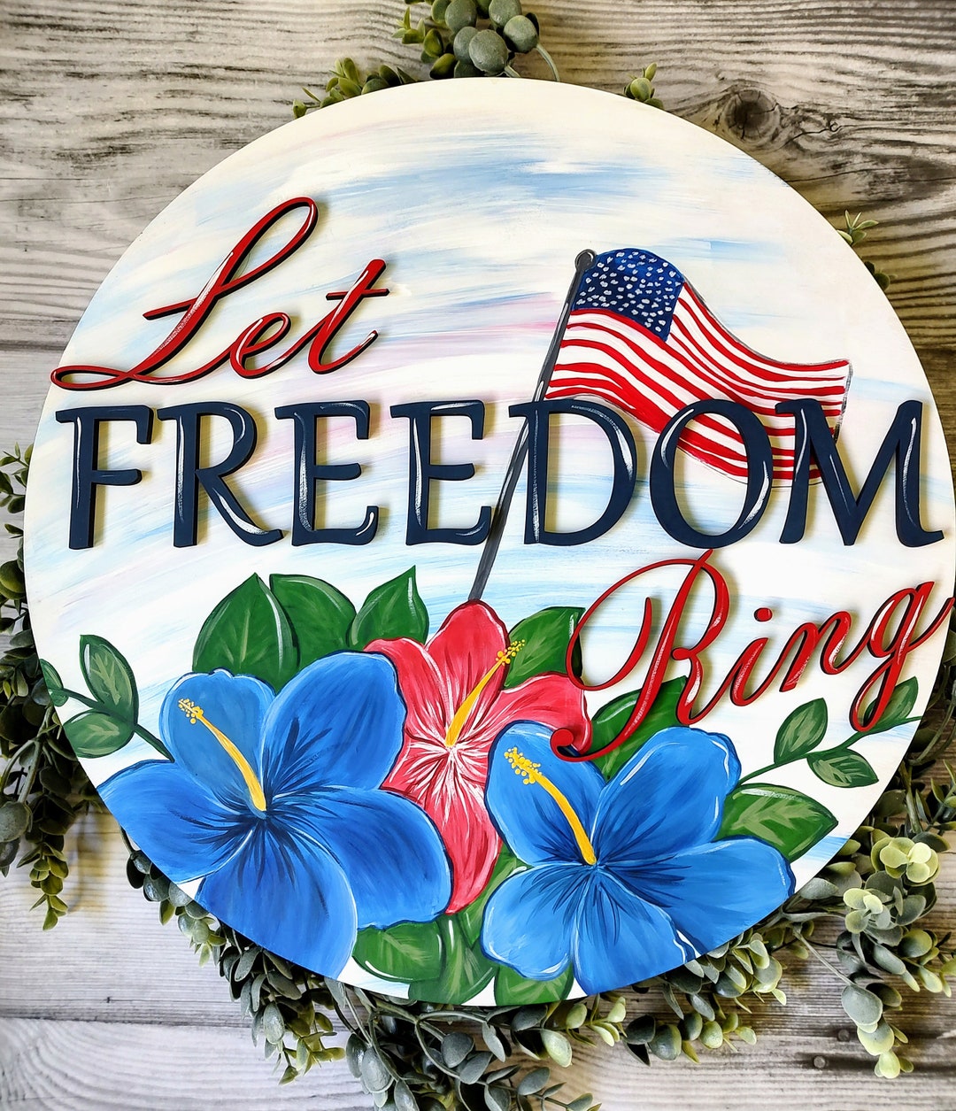 Independence Day/ 4th of July "let Freedom Ring" Hand Painted, Unique ...