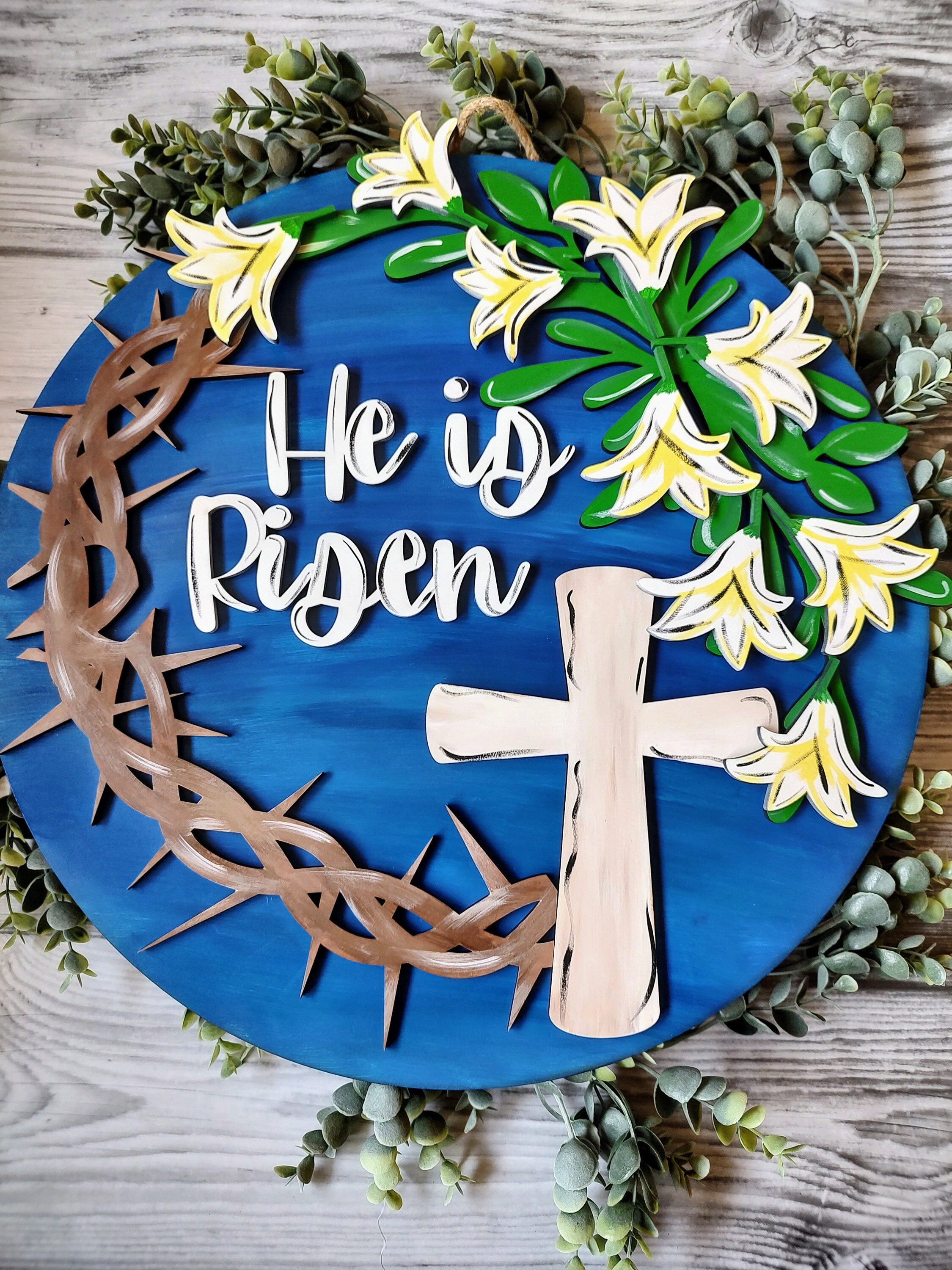 He is Risen Easter Door Hanger L Religious Easter Door Hanger L Hand ...