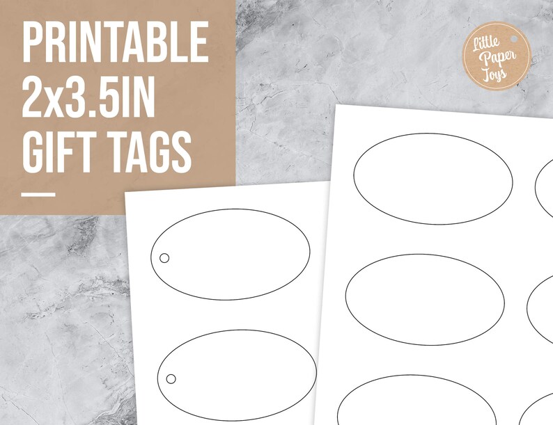 Printable Blank Oval Digital 2 X 3.5 Inches Gift Tag Template Layout on ...