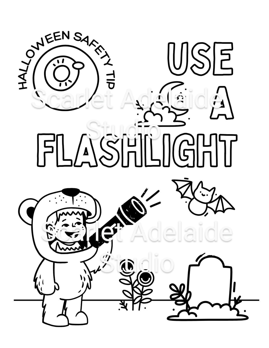 Halloween Safety Coloring Pages - Etsy
