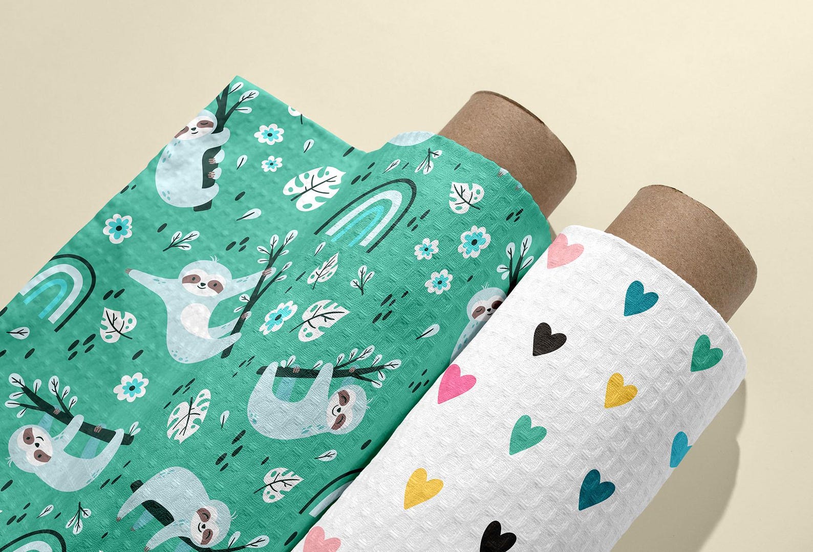 12 Cute Sloth Digital Paper, Rainbow, Clouds, Butterfly, Bear Cartoon ...