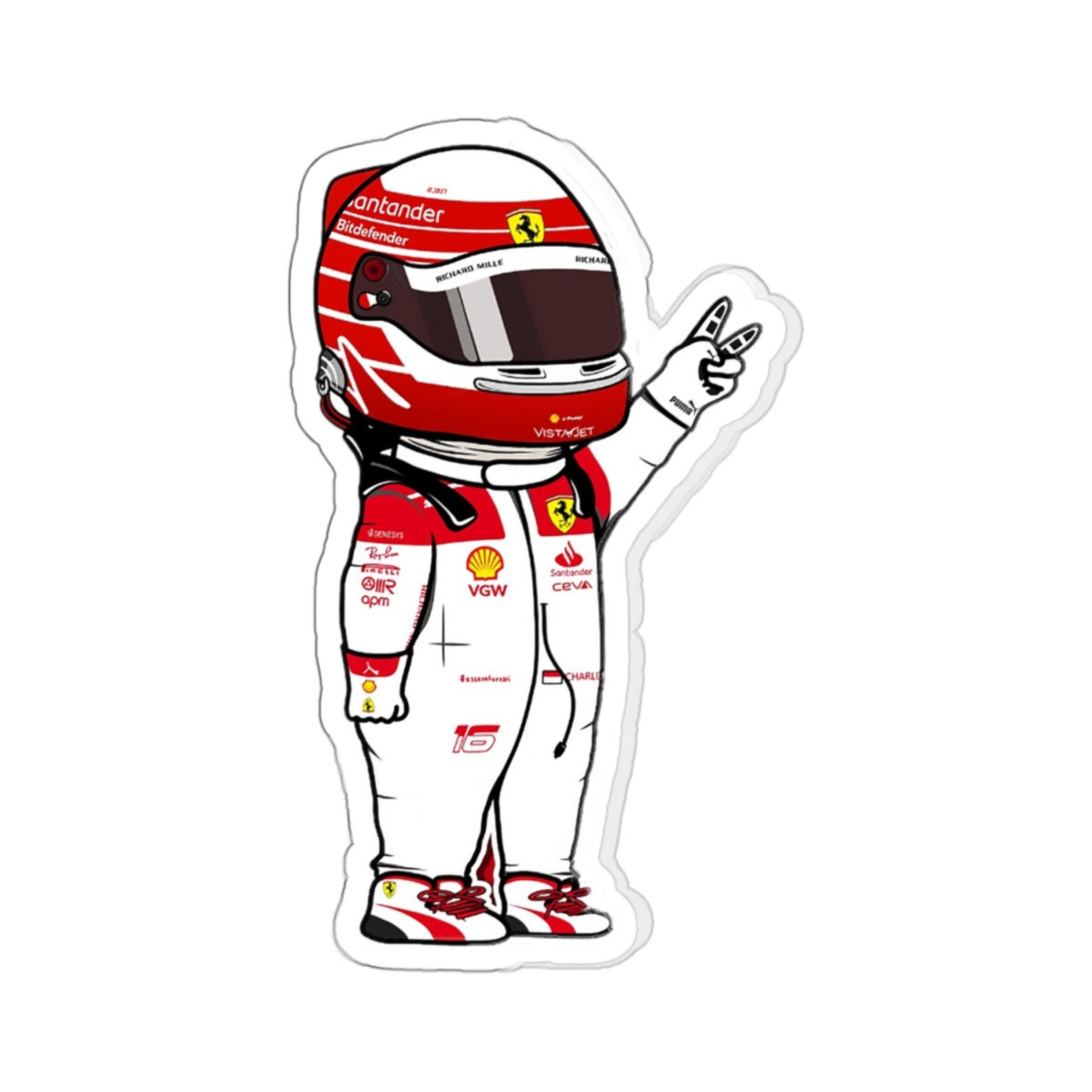 Charles Leclerc Sticker Monaco Livery 2023 2x2 3x3 4x4 6x6 Transparent ...