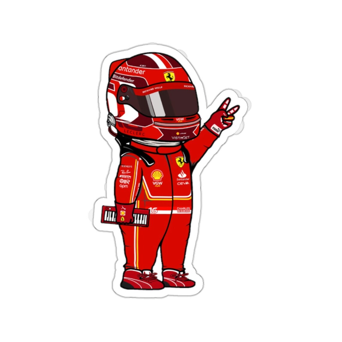 Charles Leclerc Sticker 2024 / 2x2 3x3 4x4 6x6 Transparent or White ...