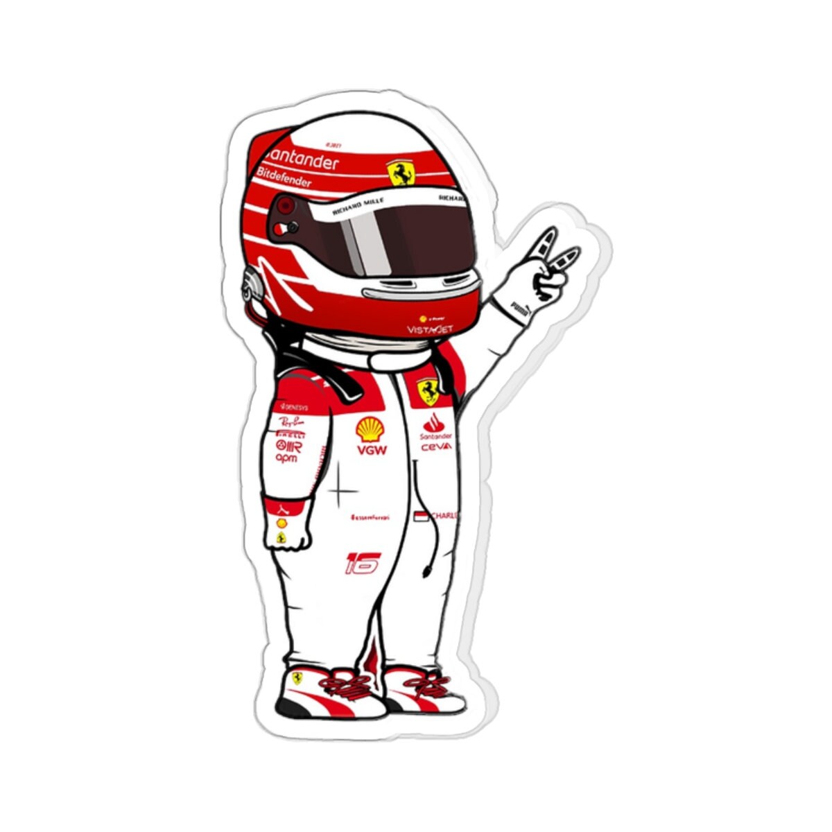 Charles Leclerc Sticker Monaco Livery 2023 2x2 3x3 4x4 6x6 Transparent ...