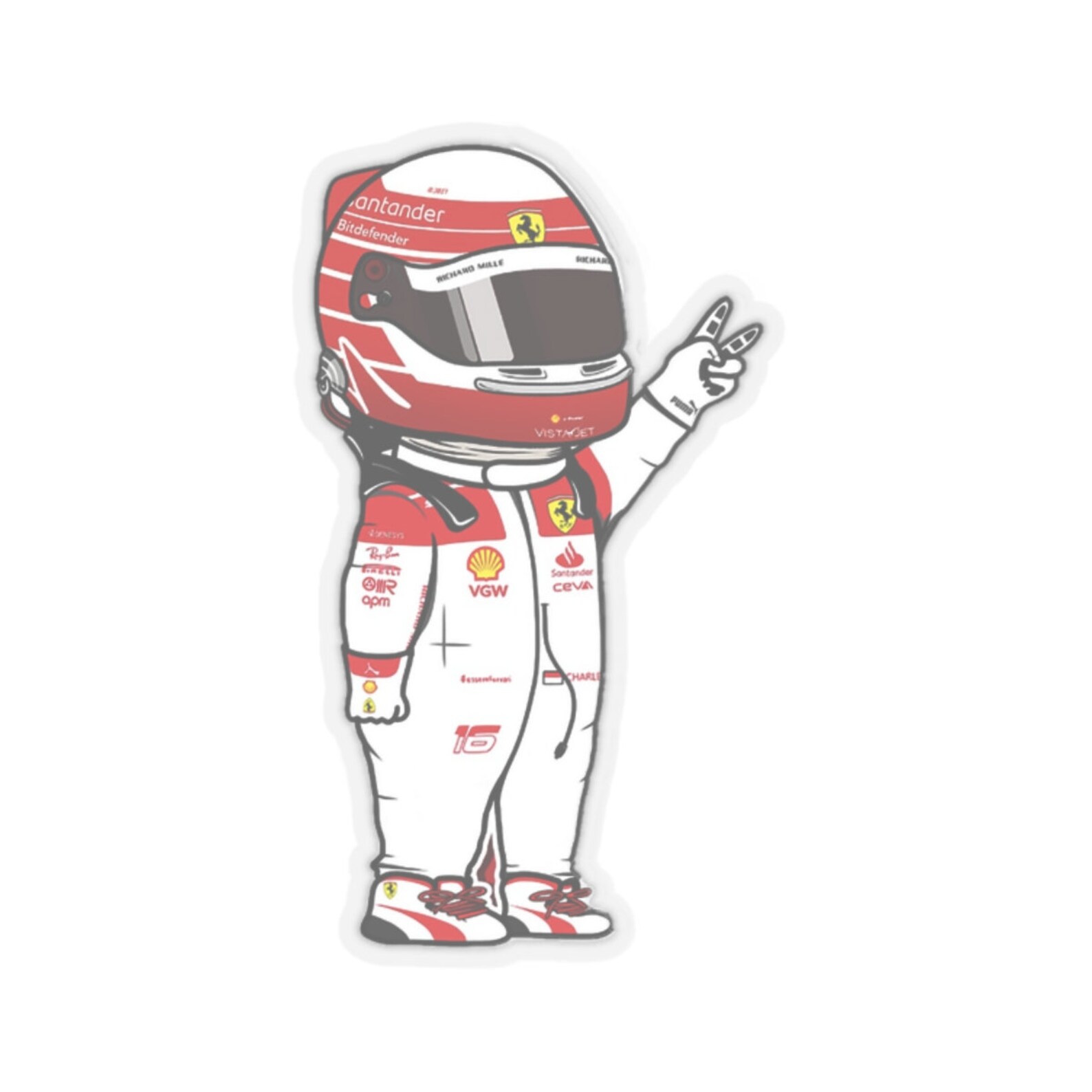 Charles Leclerc Sticker Monaco Livery 2023 2x2 3x3 4x4 6x6 Transparent ...