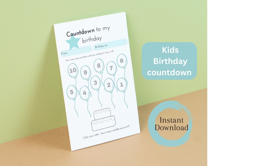 Children Kids Birthday Countdown Calendar Waiting Time - Etsy