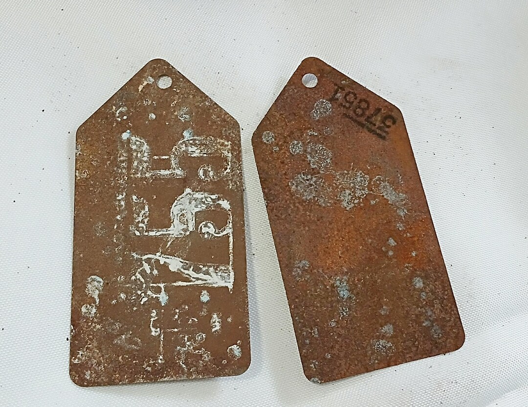 Rusted Metal Tags, Set of 2 Rusted, and Stamped Tags, Mixed Media ...