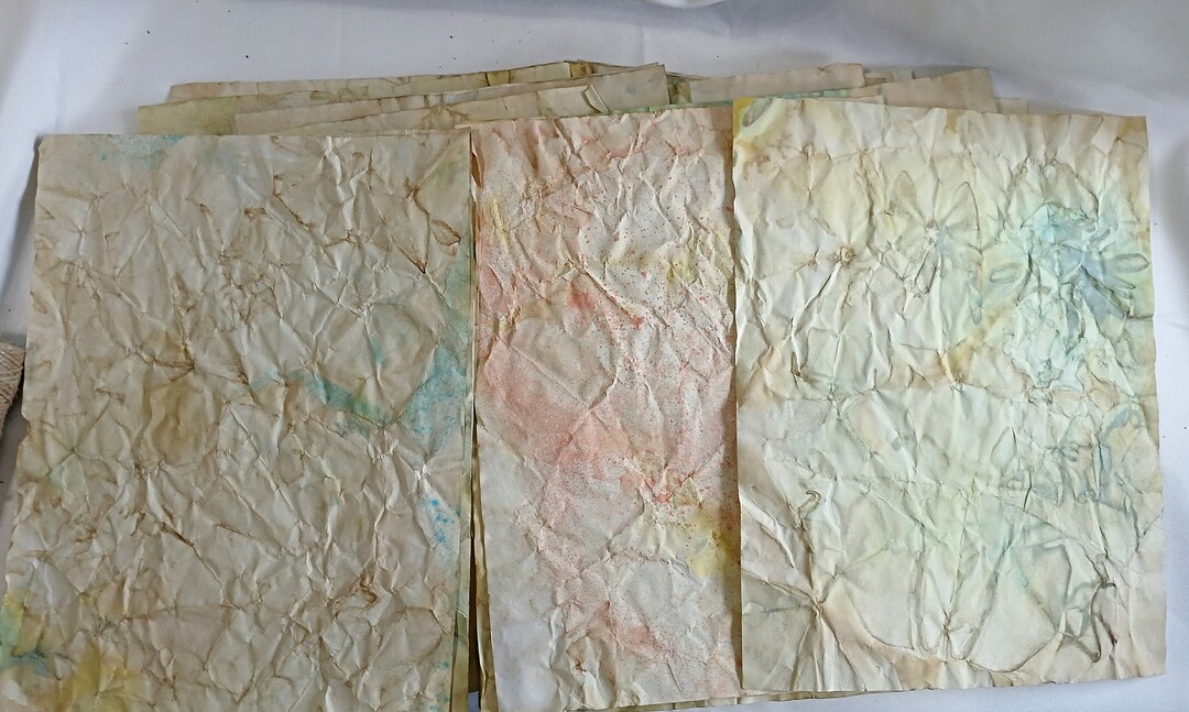 10 Sheets Crinkled, Tea Dyed, and Distress Inked Papers With Aged Tape ...