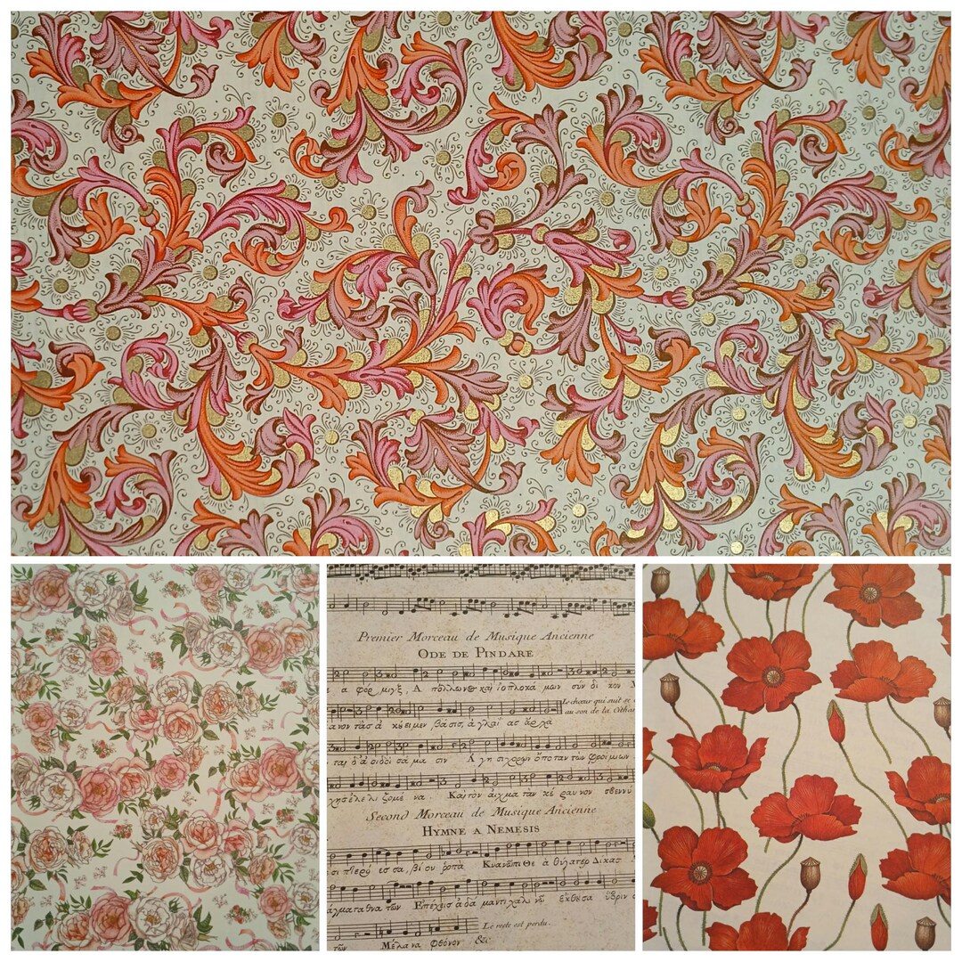 Variety Pack #9 of Italian Florentine Papers, 4 Patterns, 4 - 10 X 7 ...