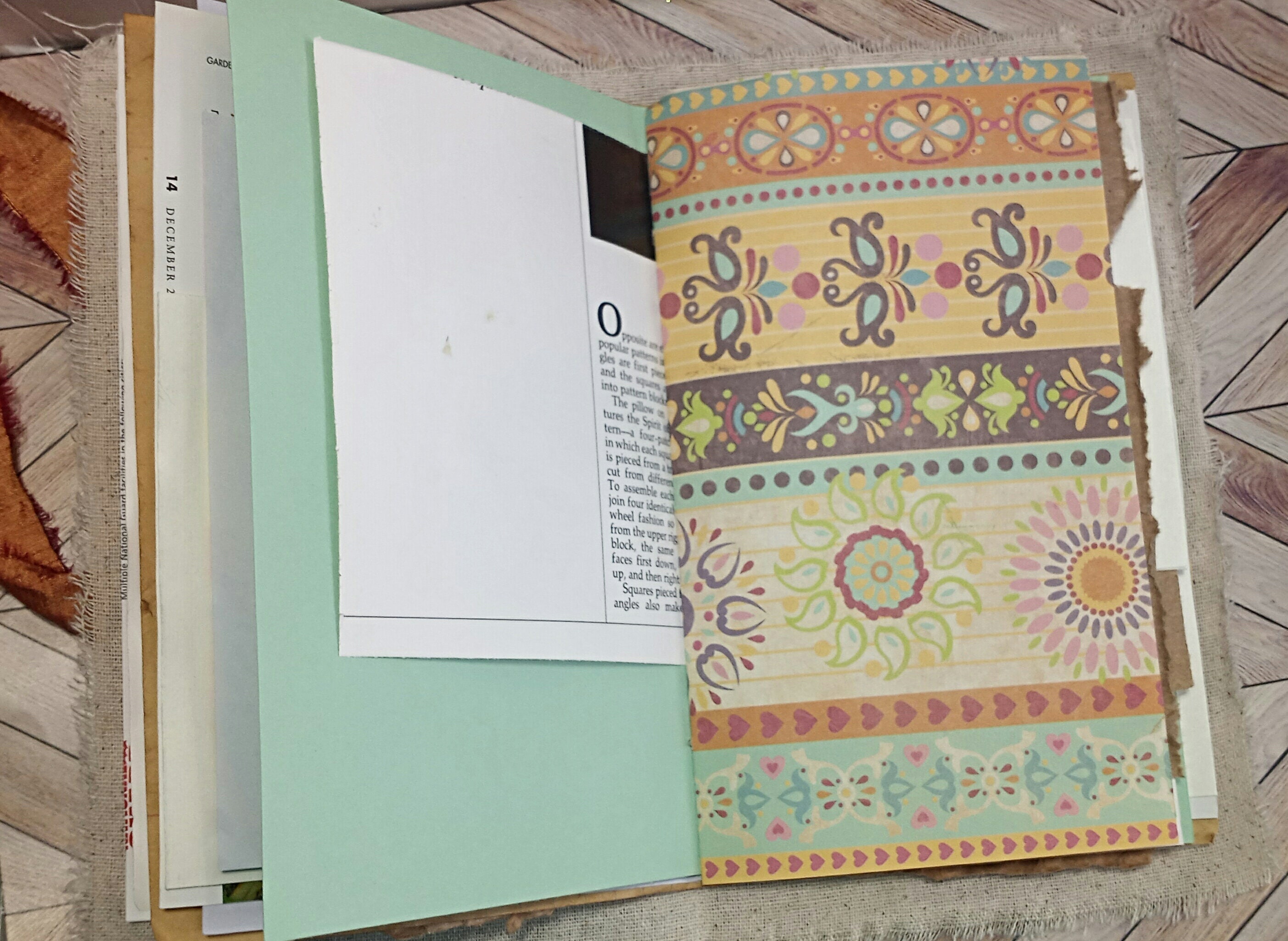 Grungy Handmade Art Journal Designed From a Gelli Plate, Fabric Lined ...