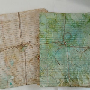 3 Folios of Distress Ink, Lined, Crinkled, Tea Dyed, Papers With Aged ...