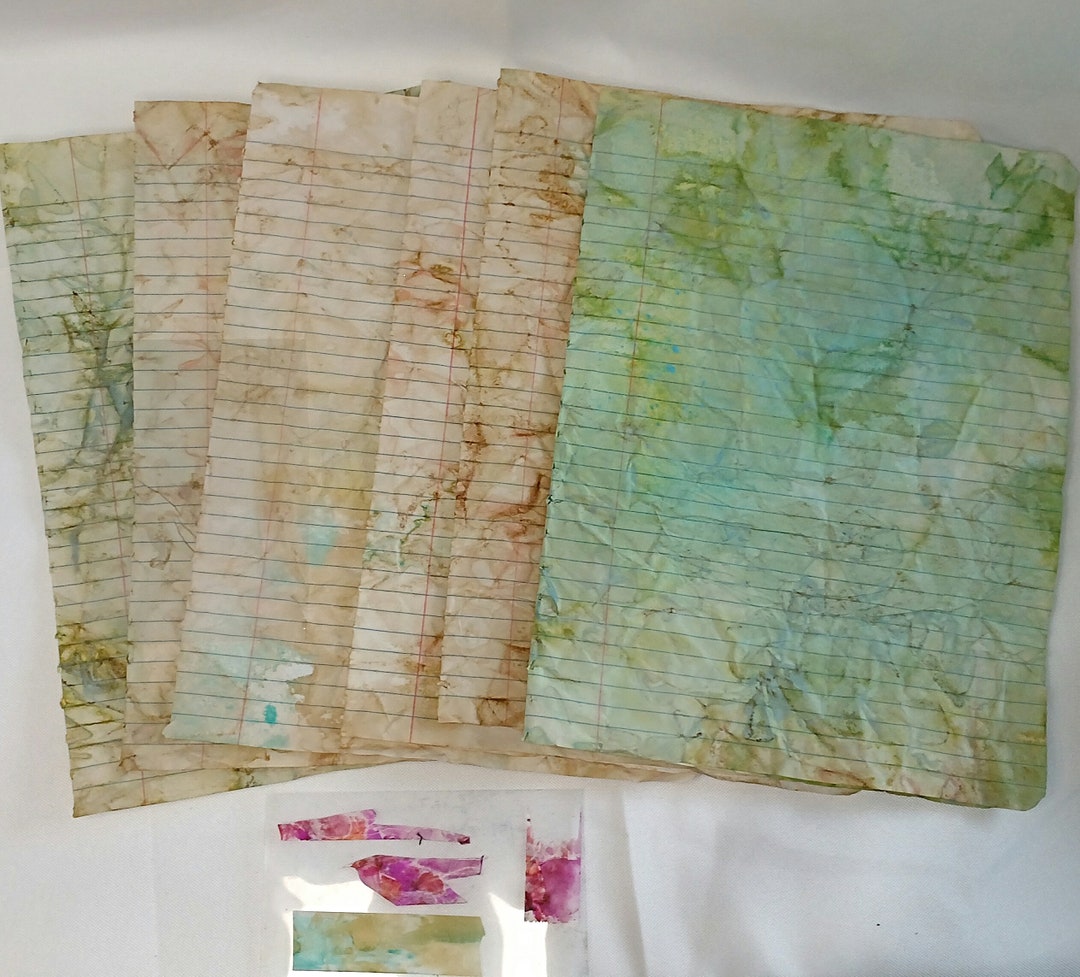 3 Folios of Distress Ink, Lined, Crinkled, Tea Dyed, Papers With Aged ...