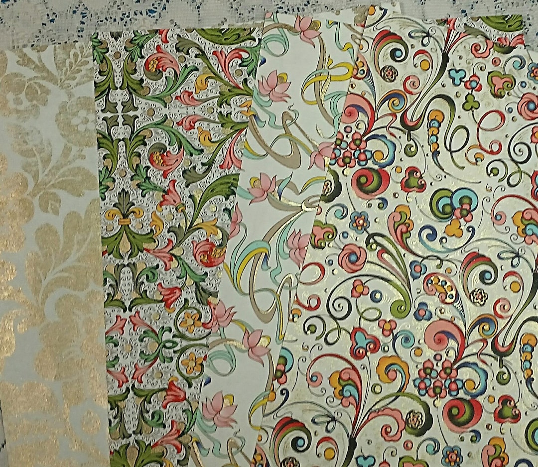 Variety Pack # 1 of Italian Florentine Papers, 4 Patterns, 4 - 10 X 7 ...