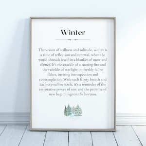 Winter Definition Printable, Seasonal Art, Office Decor, Motivational ...